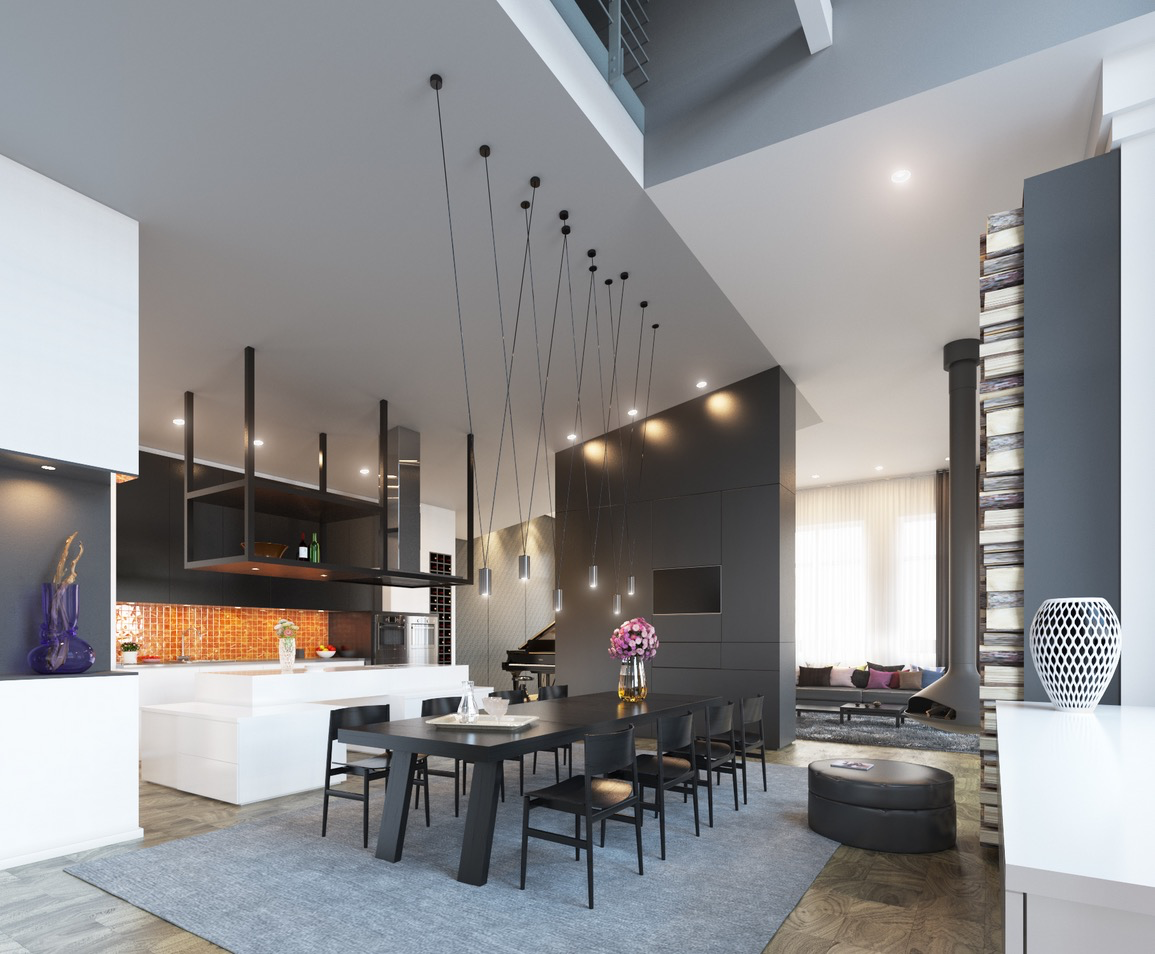 Modern Dining Room Design With Dark Color Concepts RooHome Designs Modern Dining Room Design With Dark Color Concepts RooHome Designs