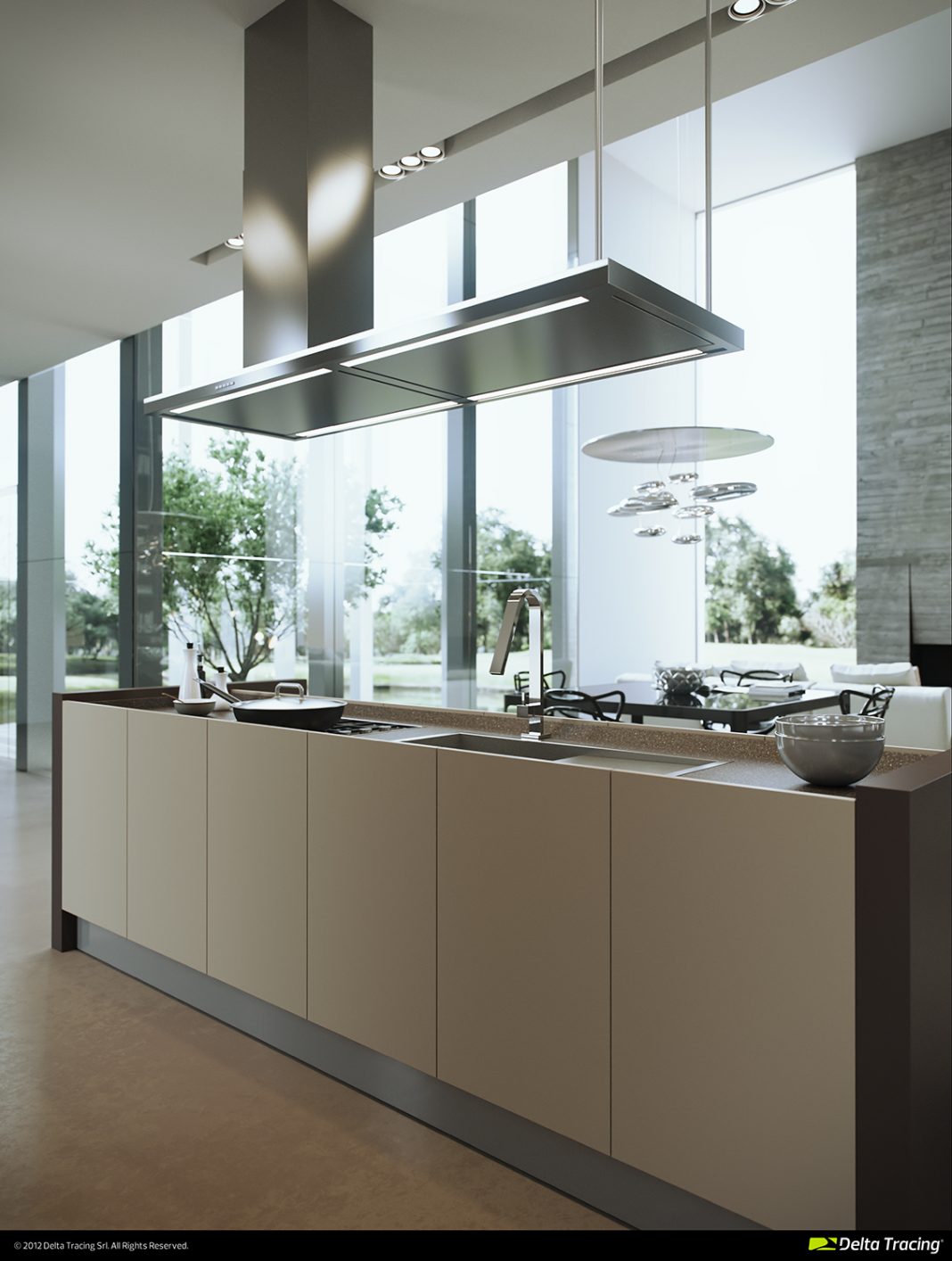 Modern Kitchen Layout And Beautiful Lighting - RooHome