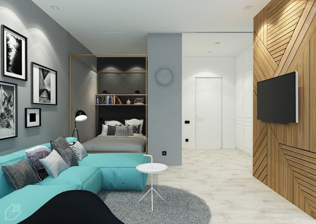 2 Minimalist Apartment Design Ideas With Beautiful Blue Accents - RooHome