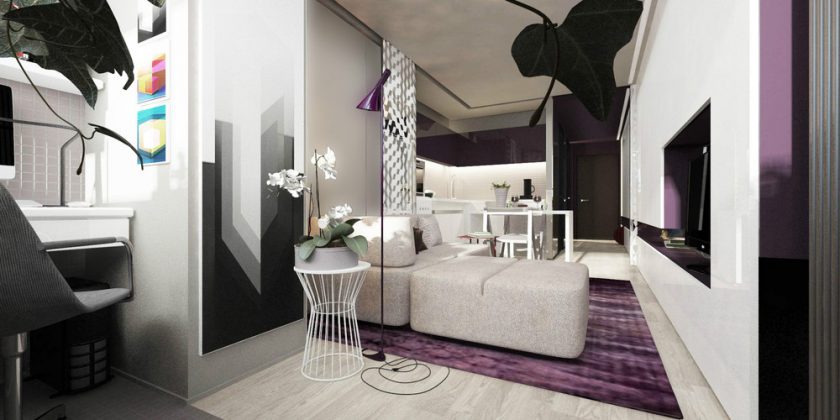 Beautiful Purple in Minimalist Apartment Design - RooHome
