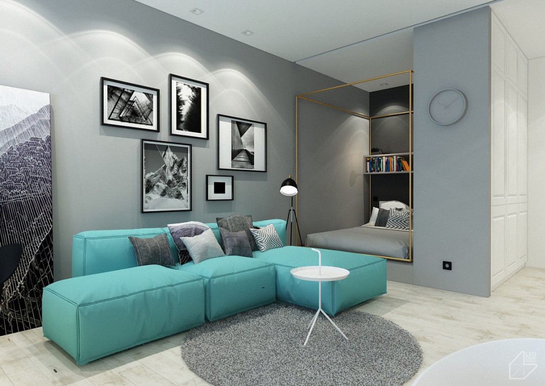 2 Minimalist Apartment Design Ideas With Beautiful Blue Accents - RooHome