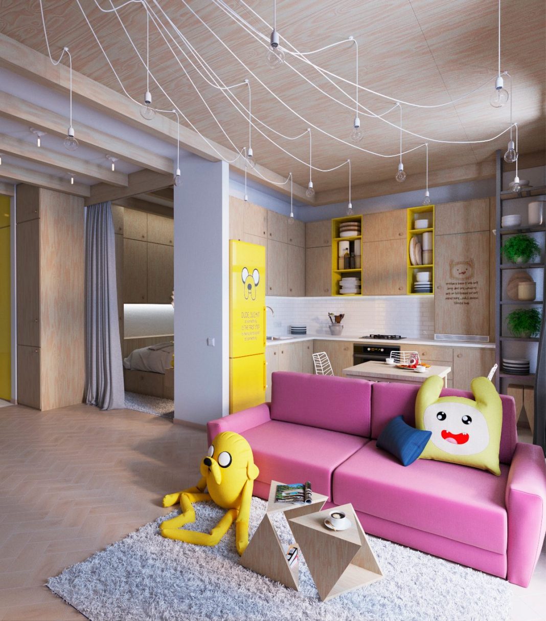 Colorful Apartment Interior Design With Charming Feature - RooHome