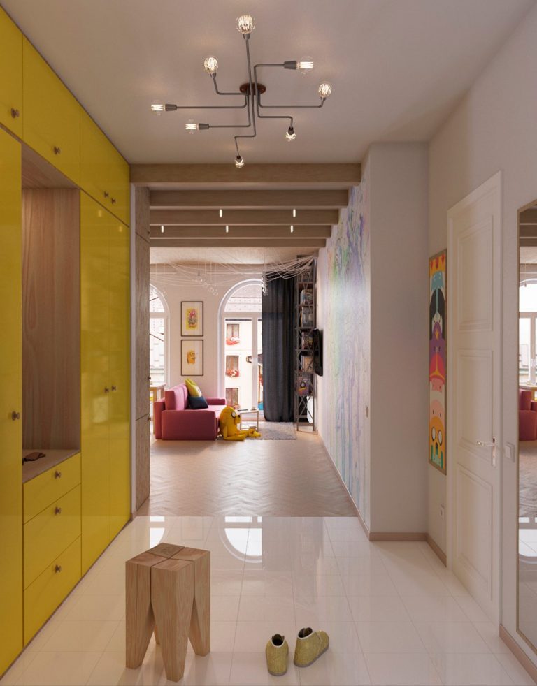 Colorful Apartment Interior Design With Charming Feature - RooHome