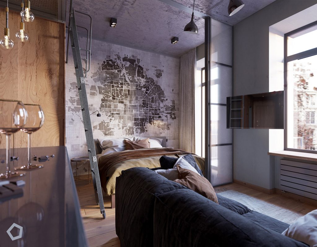 Chic Small Studio Apartment Use a Space Splendidly To Make It Looks ...