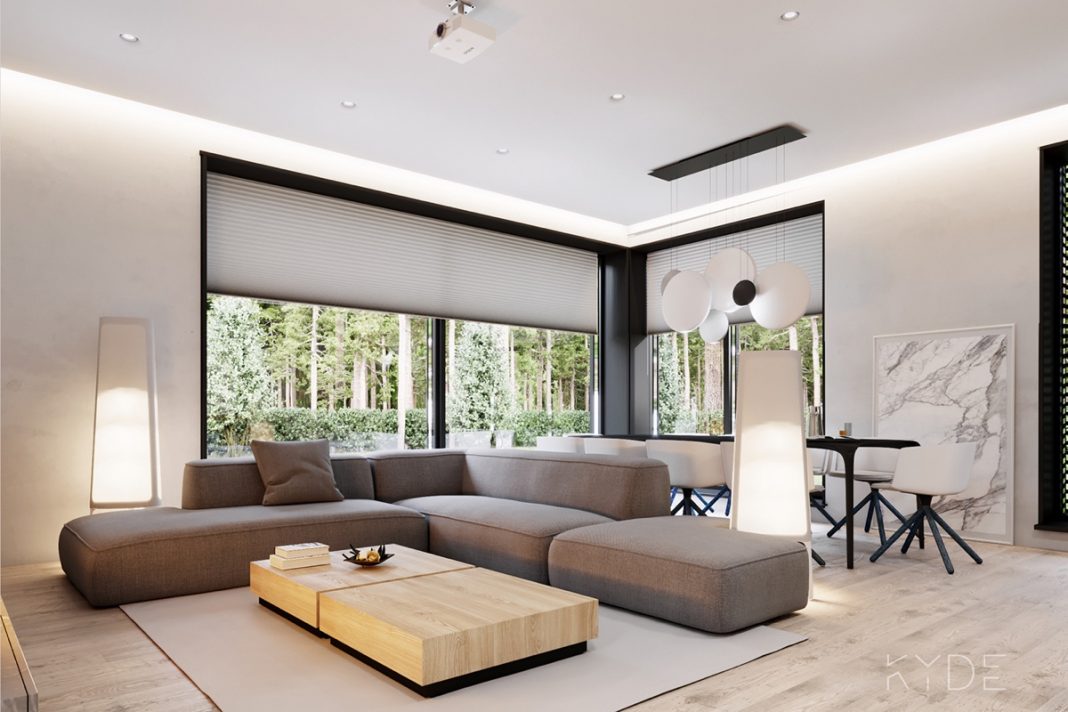 Contemporary House Design with Indoor Plants Display and Natural ...