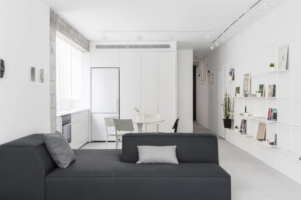 Modern Minimalist Apartment Interior Design with White and Gray Color ...